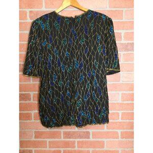 Scala | Tops | Vintage Scala Sequin Beaded Top X Pure Silk Dead Stock ...